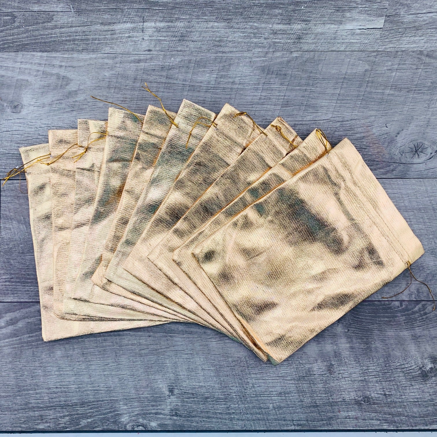Metallic Gold Drawstring Pouches — Metallic Gold Bags – NoProbLlama